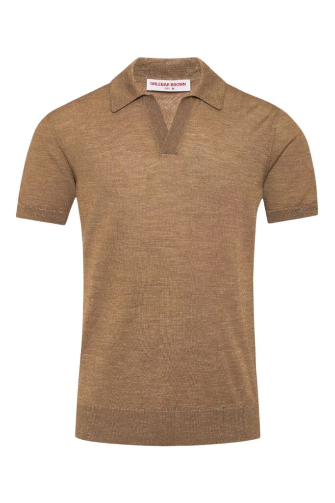 ORLEBAR BROWN Horton Linen Silk Polo Dark Biscuit